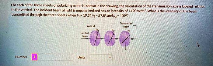 SOLVED: For eachof the - thrce sheets of polarizing material shown in ...