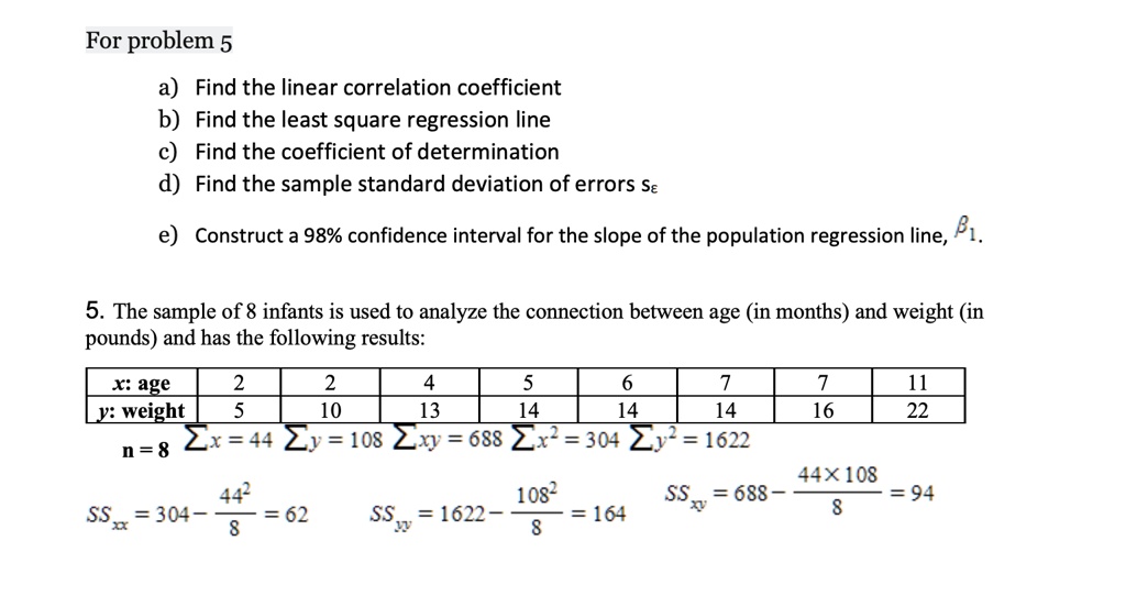 SOLVED For Problem 5 A Find The Linear Correlation Coefficient B