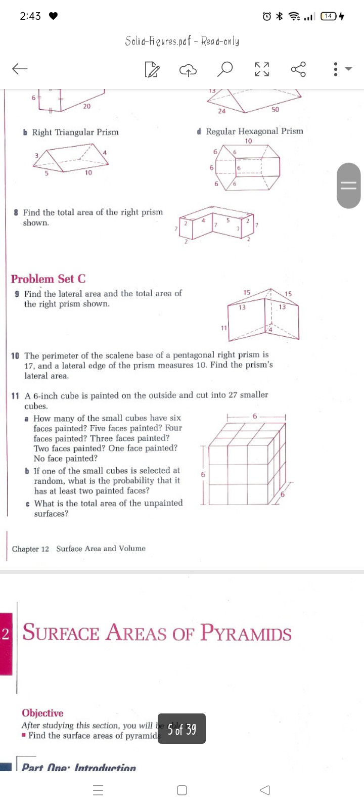 2:43 Solid-Figures.paf - Read-only 10 The perimeter of the scalene base ...