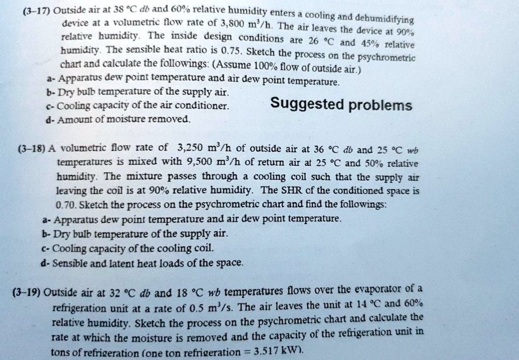 SOLVED: b- Dry bulb temperature of the supply air c- Cooling capacity of the air conditioner d ...