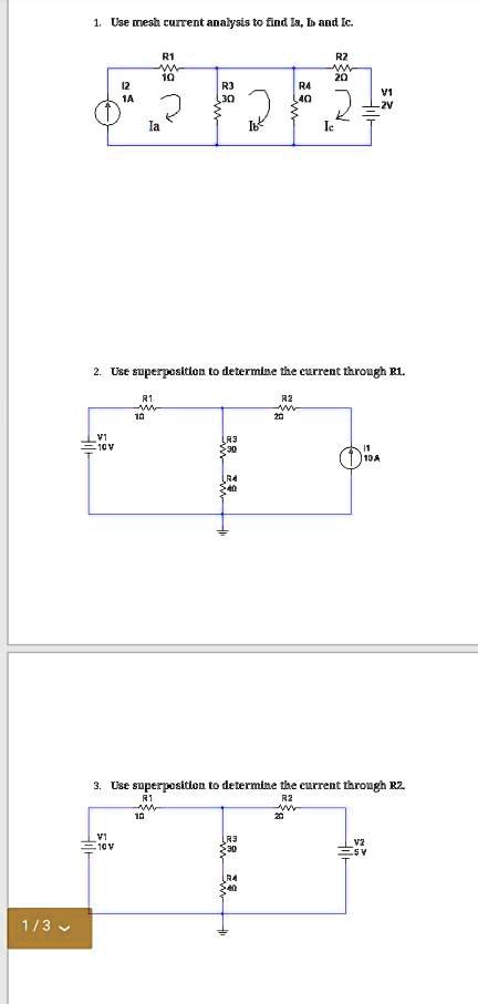 VIDEO solution: Use mesh current analysis to find Ia, D, and Ic. R1 R2 = 20 R4 = 40 12 R3 = 30 ...