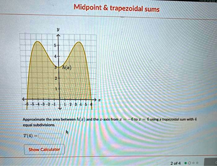 SOLVED: Approximate the area between h(m) and the x-axis from equal ...