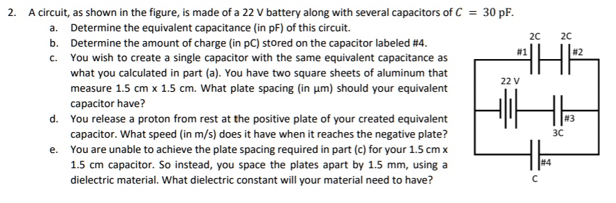2. A circuit, as shown in the figure, is made of a 22 V battery along ...
