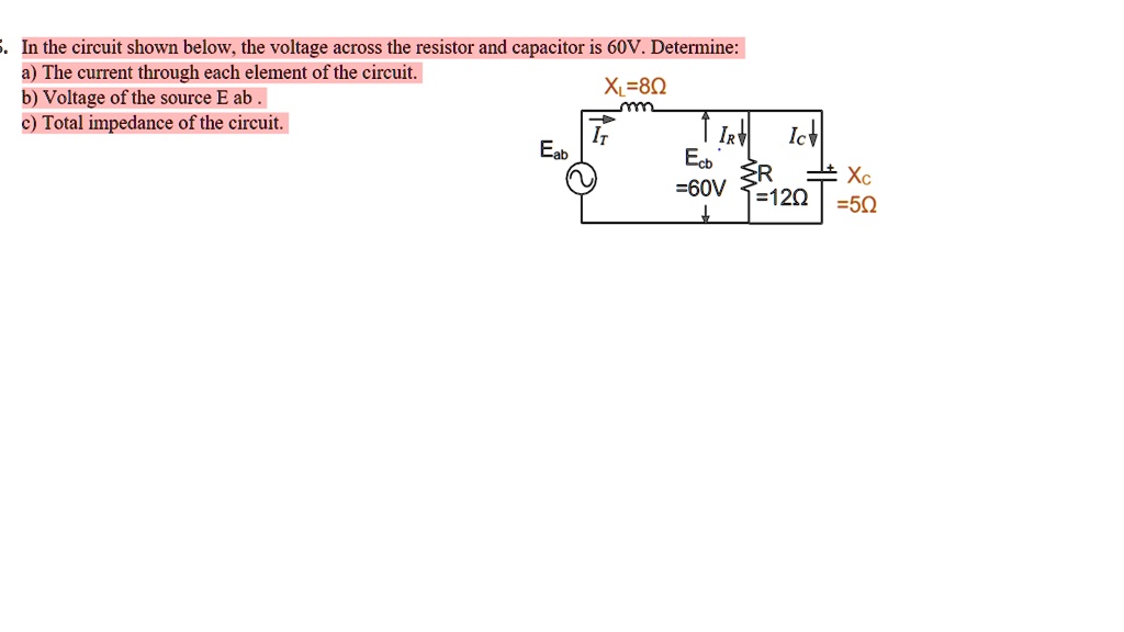 SOLVED: In the circuit shown below, the voltage across the resistor and ...