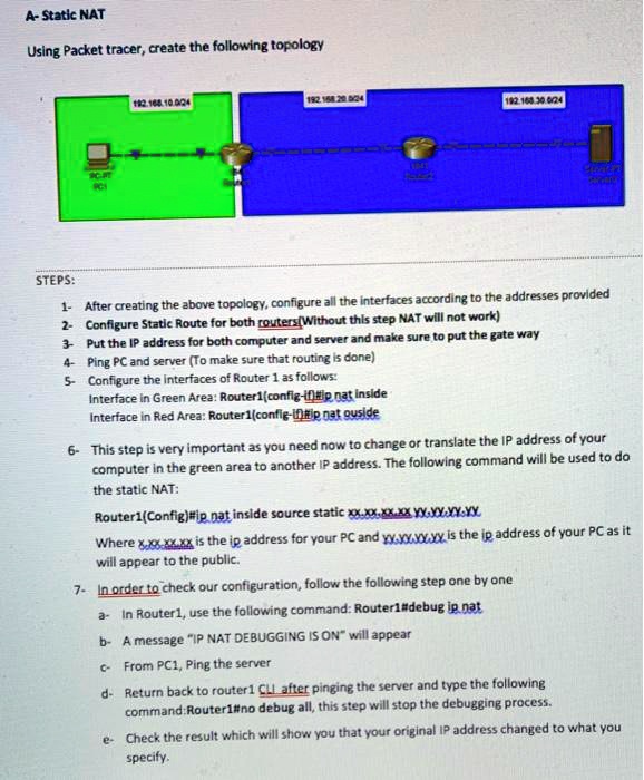 SOLVED: A Static NAT Using Packet Tracer, create the following topology: LANednobet Steps: 1 ...
