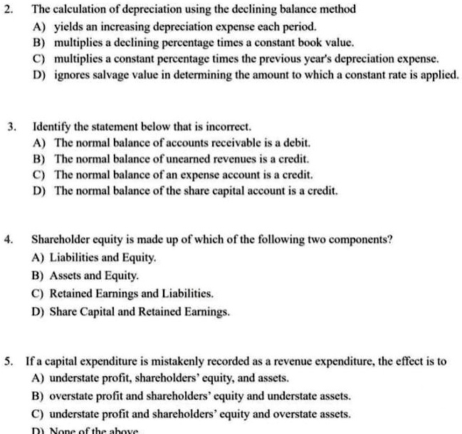 2. The calculation of depreciation using the declining balance method A ...