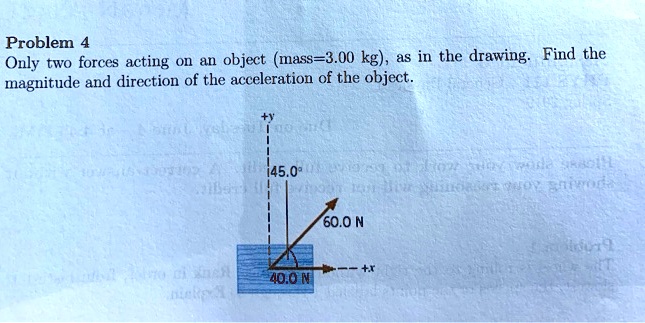 SOLVED:Problem Only an object (mass-3.00 kg), as in the drawing: Find the two forces acting on ...