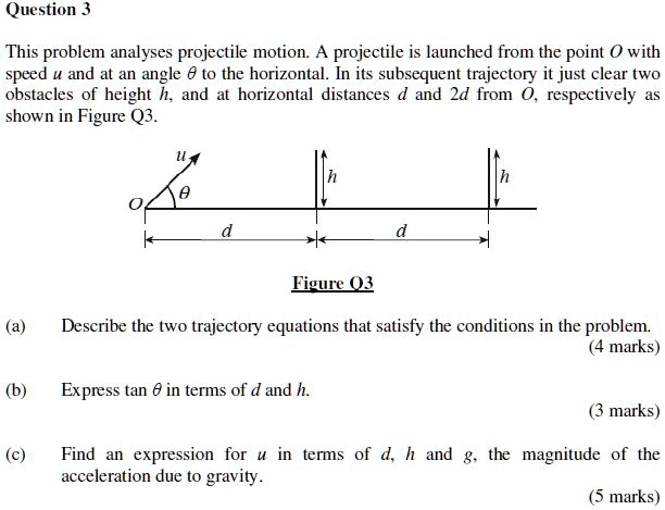Question 3 This Problem Analyses Projectile Motion A Projectile Is Launched From The Point O