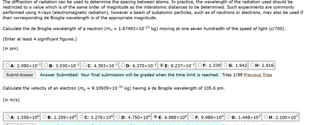 The diffraction of radiation can be used to determine the spacing between atoms. In practice ...