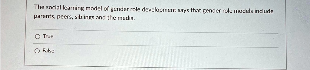 The social learning model of gender role development says that gender ...
