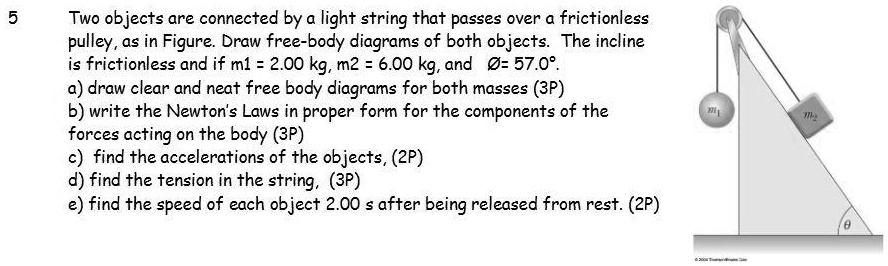 Solved Two Objects Are Connected By A Light String That Passes Over A Frictionless Pulley As