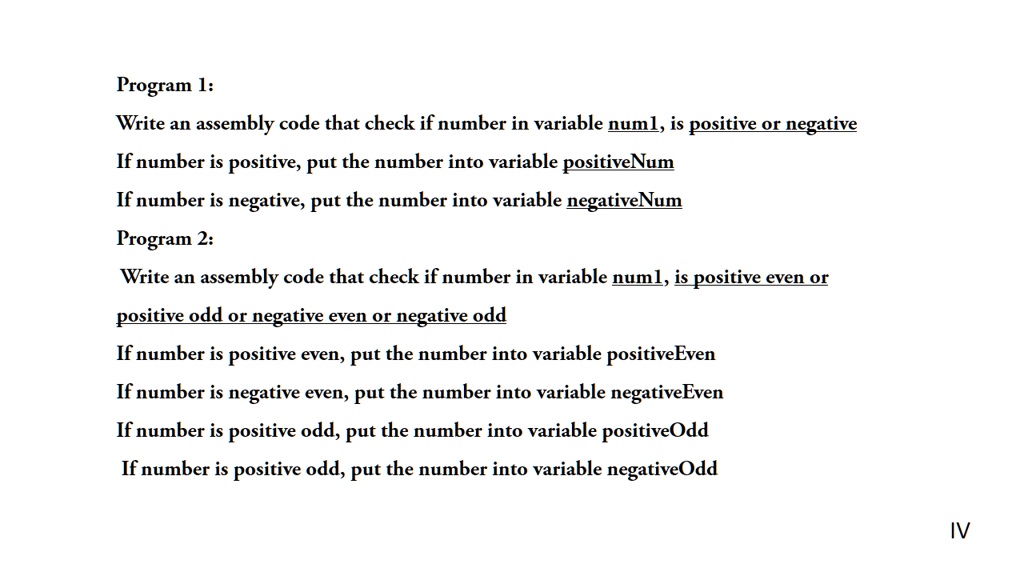 Program 1 Write An Assembly Code That Check If Number In Variable Num1 3288