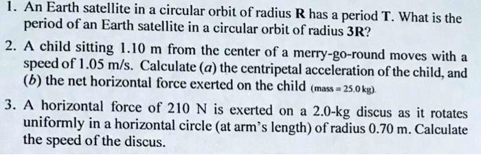 SOLVED: An Earth satellite in a circular orbit of radius R has a period ...