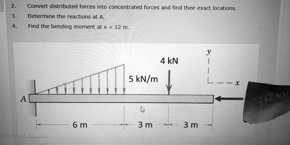 2. Convert distributed forces into concentrated forces and find their ...