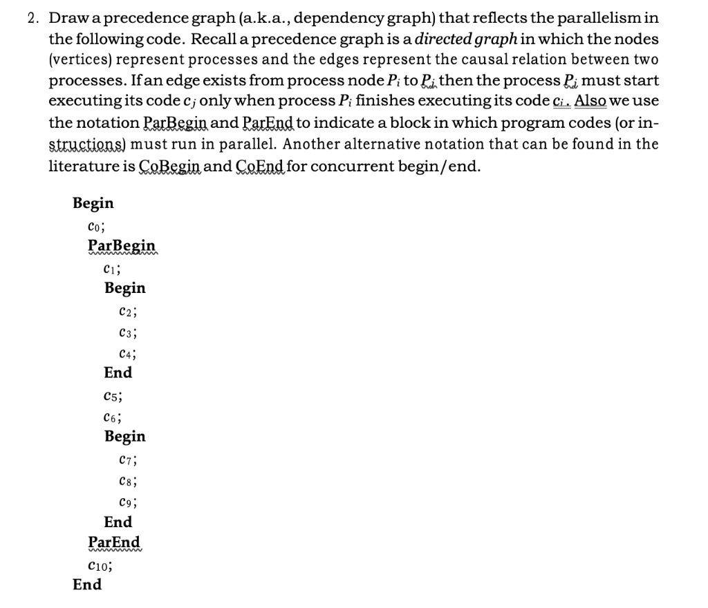 Solved 2 Draw A Precedence Graph Aka Dependency Graph That Reflects The Parallelism In 