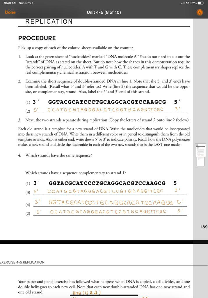 SOLVED:9.48 AM Sun Nov 1 5296 Done Unit 4-5 (8 of 10) REPLICATION ...
