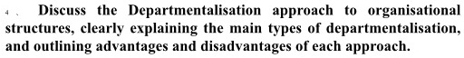 SOLVED: Discuss the Departmentalization approach to organizational ...