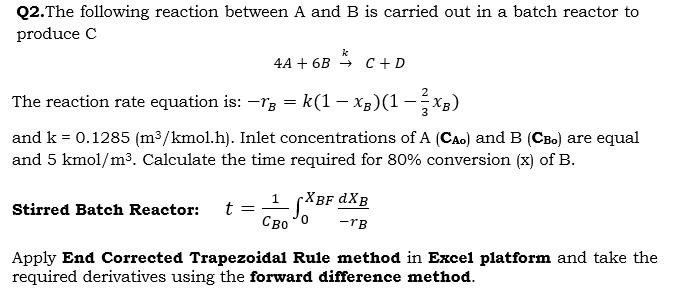 SOLVED: The following reaction between A and B is carried out in a ...