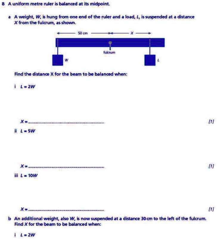 SOLVED: 'a uniform meter ruler is balanced at its midpoint Auniform ...