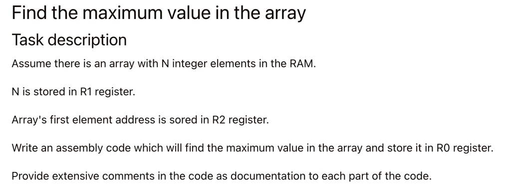 Solved Please Provide The Code In Assembly Language Find The Maximum Value In The Array Task 3741