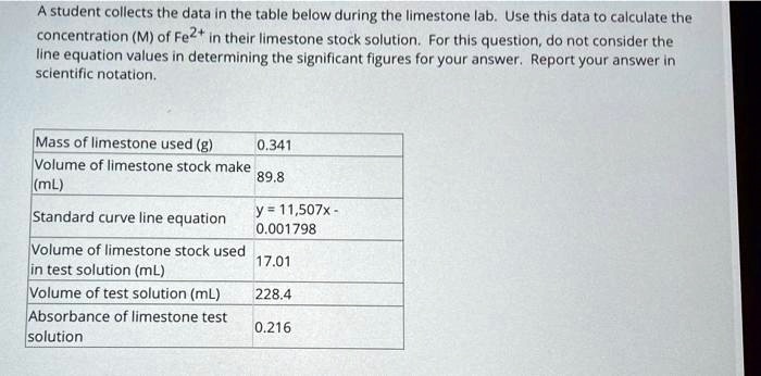 SOLVED:student collects the data In the table below during the ...