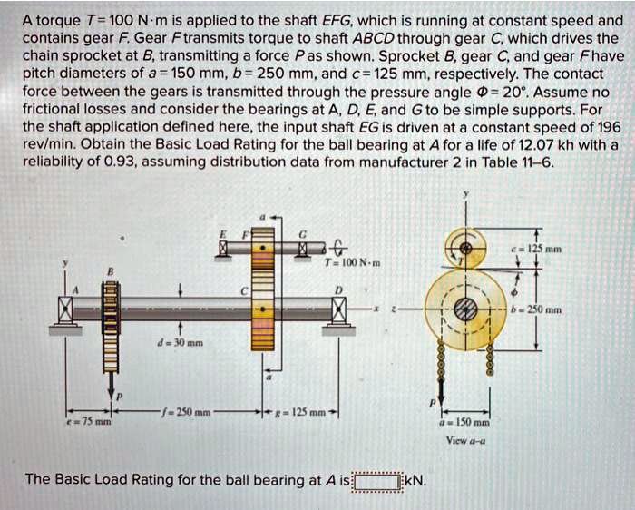 A torque T= 100 N·m is applied to the shaft EFG, which is...