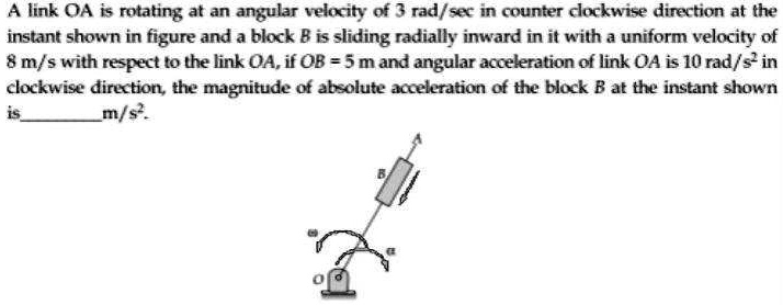 SOLVED: Question in Mechanical Engineering Link OA is rotating at an angular velocity of Ï‰ rad ...