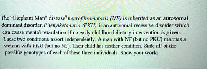 SOLVED: The "Elephant Man" disease, neurofibromatosis (NF), is ...