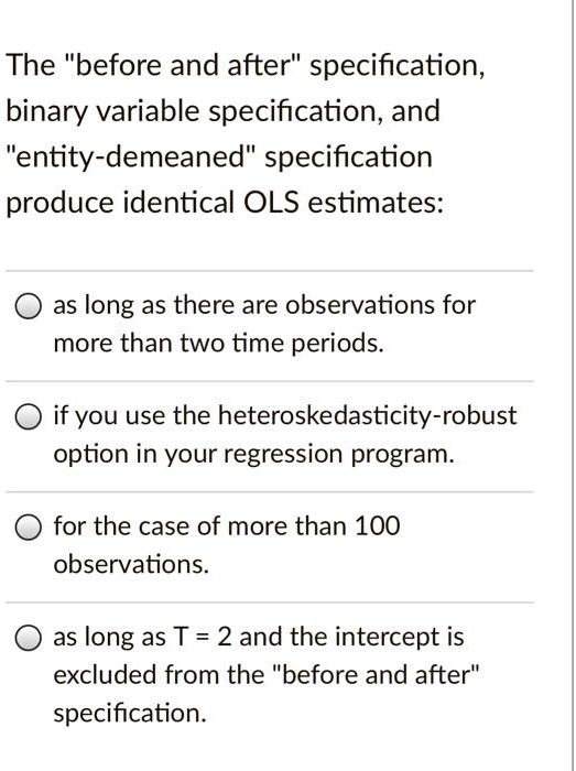 Solved The Before And After Specification Binary Variable