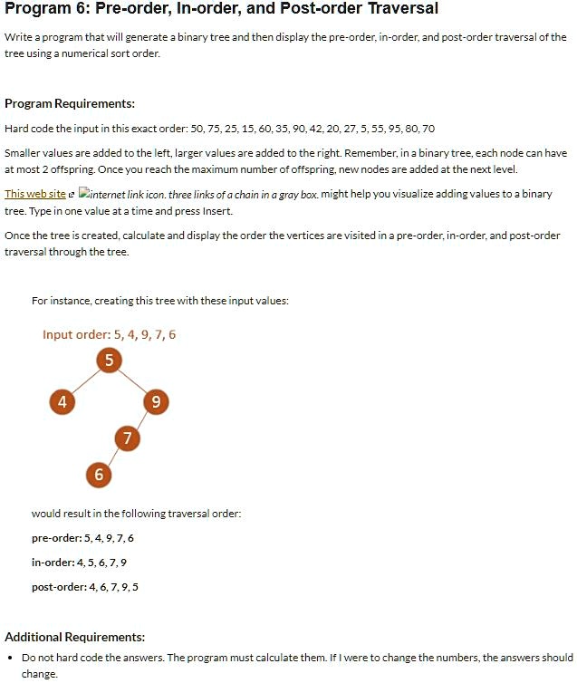 Solved Write A Program That Will Generate A Binary Tree And Then 9777