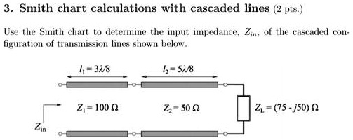 3smith chart calculations with cascaded lines2 pts use the smith chart to determine the input ...