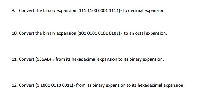 convert the binary expansion 111 1100 0001 11112 to decimal expansion ...
