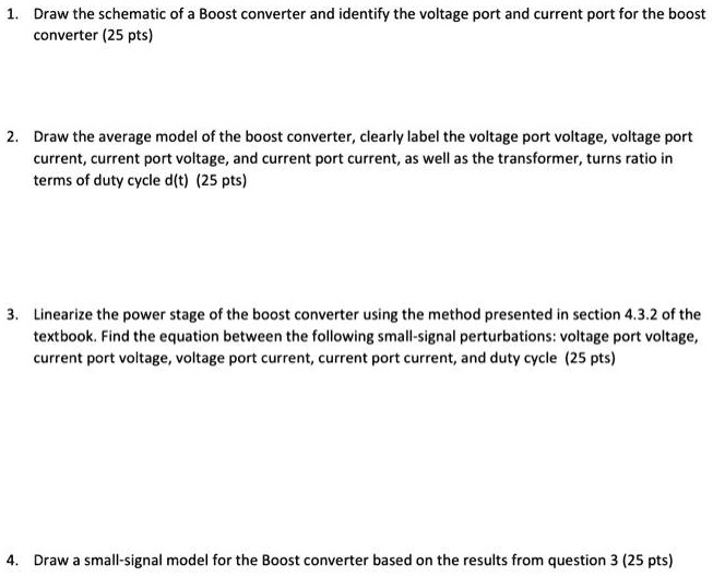 1 draw the schematic of a boost converter and identify the voltage port ...