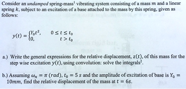 Consider an undamped spring-mass' vibrating system consisting of a mass m and a linear spring k ...
