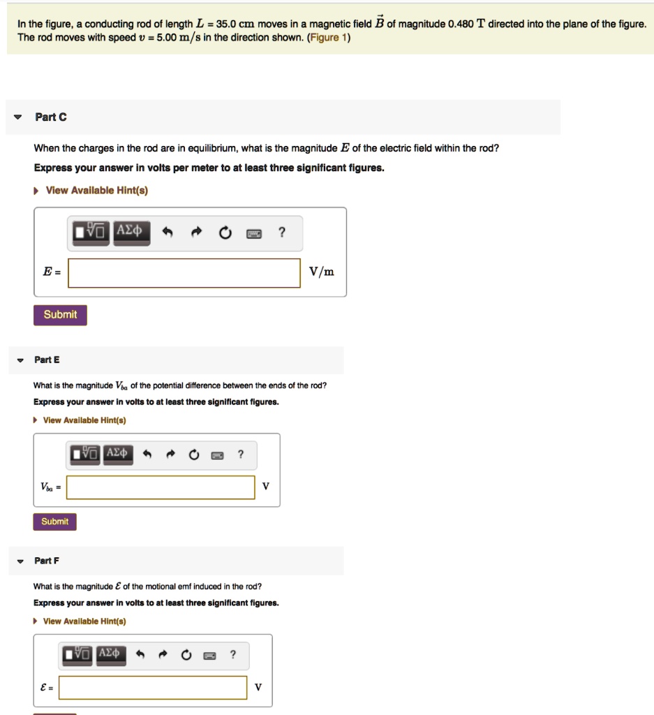 In the figure, a conducting rod of length L = 35.0 cm moves in a ...