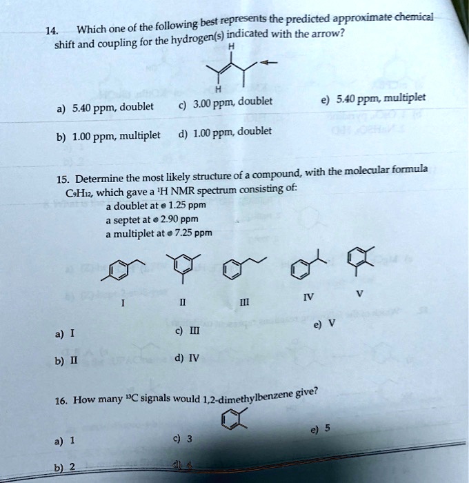 best represents the predicted approximate chemical which one of the ...