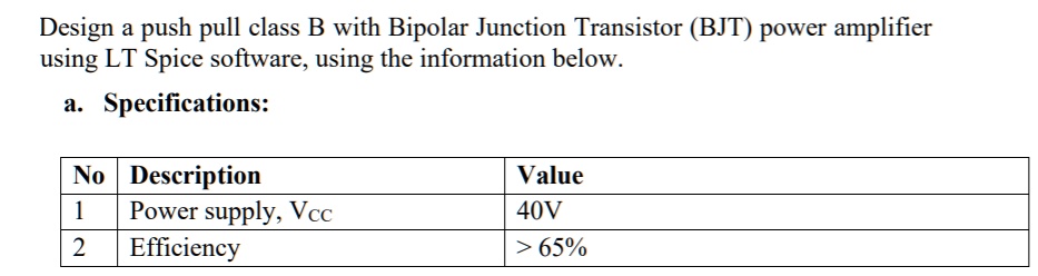 SOLVED: Power amp push pull must have diodes.. thanks :) Design a push ...