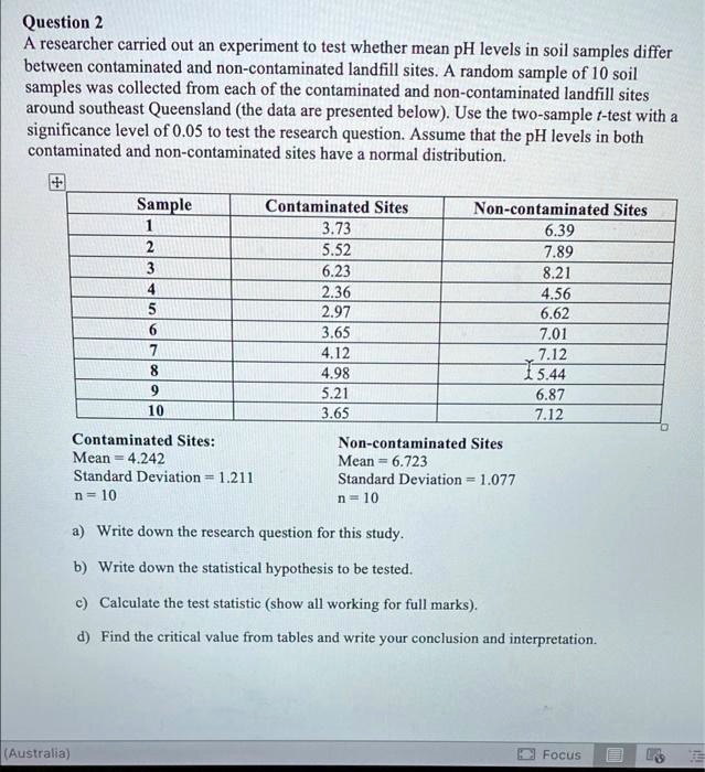 SOLVED: Question 2 researcher carried out an experiment to test whether ...