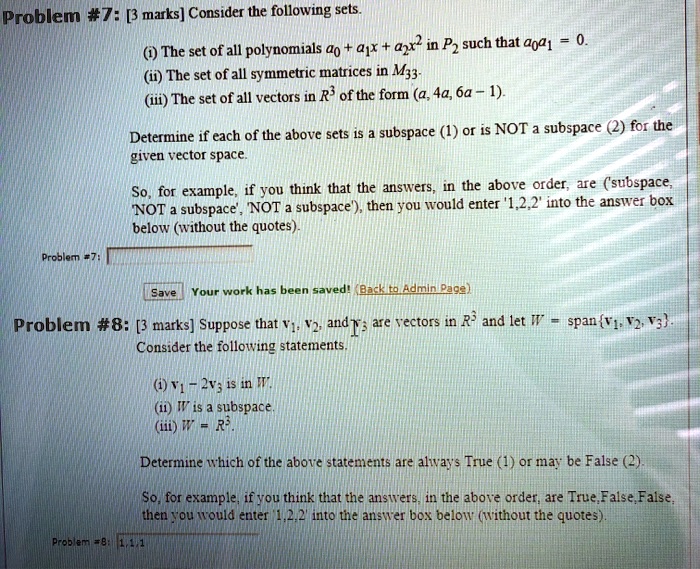 Solved Problem 7 [3 Marks] Consider The Following Sets The Set