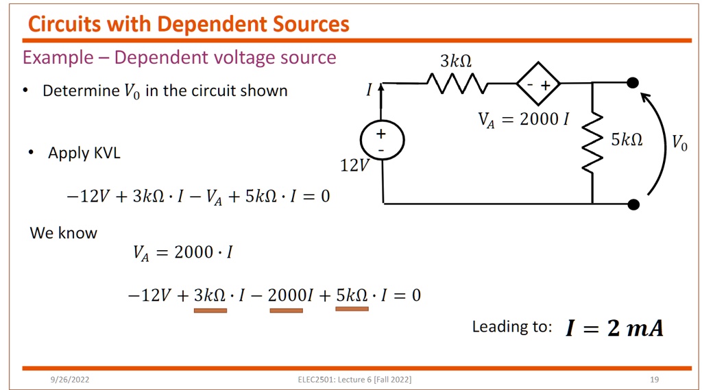 please explain how to find v0 and how is current 2ma circuits with dependent sources example ...