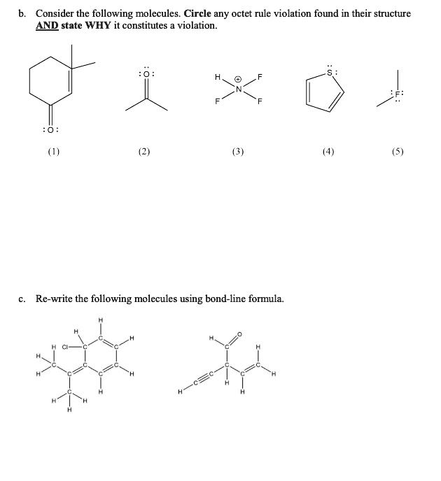 SOLVED: Consider the following molecules. Circle any octet rule ...