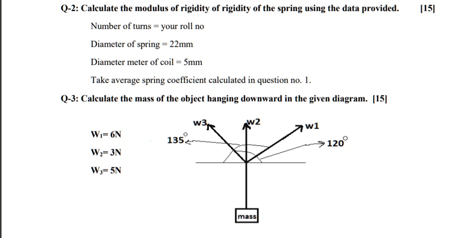 SOLVED:Q-2: Calculate the modulus of rigidity of rigidity of the spring ...