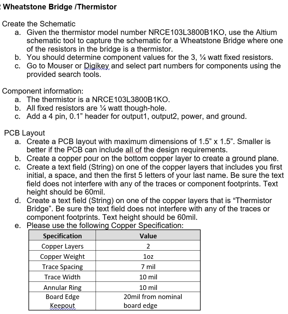 SOLVED: Title: Designing a Wheatstone Bridge with a Thermistor Create ...