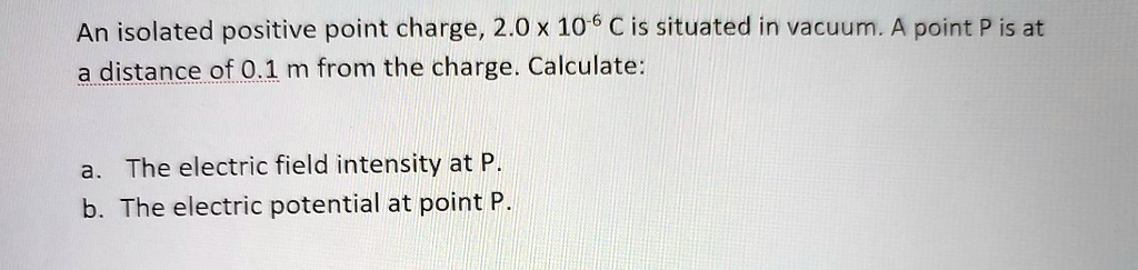 an isolated positive point charge 20 x 10 6 c is situated in vacuum a ...