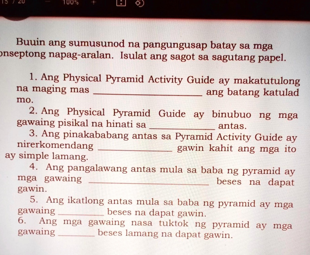SOLVED: Buuin ang sumusunod na pangungusap batay sa mga konseptong ...