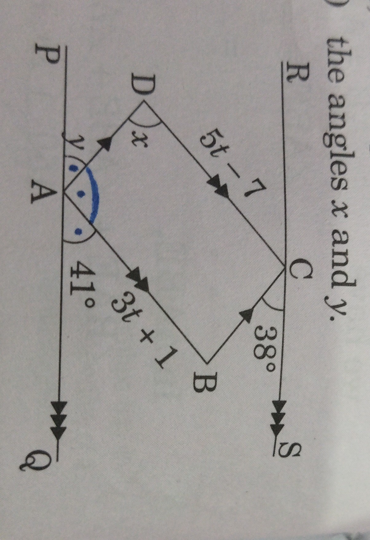 SOLVED: the angles x and y.