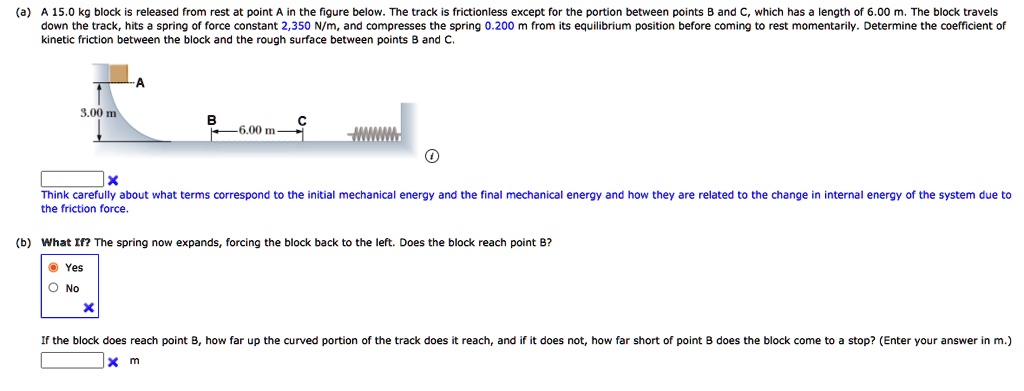 SOLVED: A 15,0 kg block released from rest at point . in the figure below. The track is ...