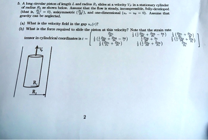 5 a long circular piston of length l and radius r slides at...