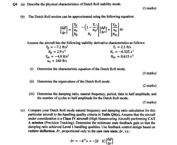 q4a describe the physical characteristics of dutch roll stability mode ...