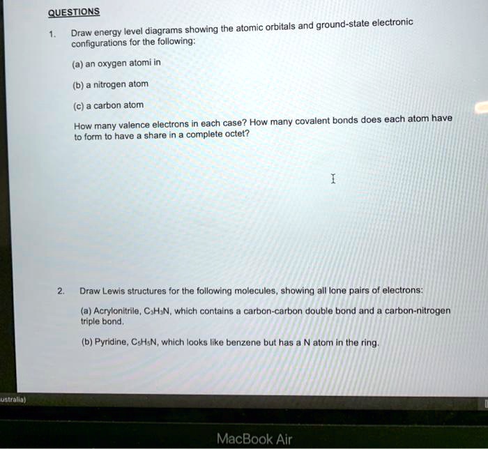 questions draw energy level diagrams showing the atomic orbilals and ...